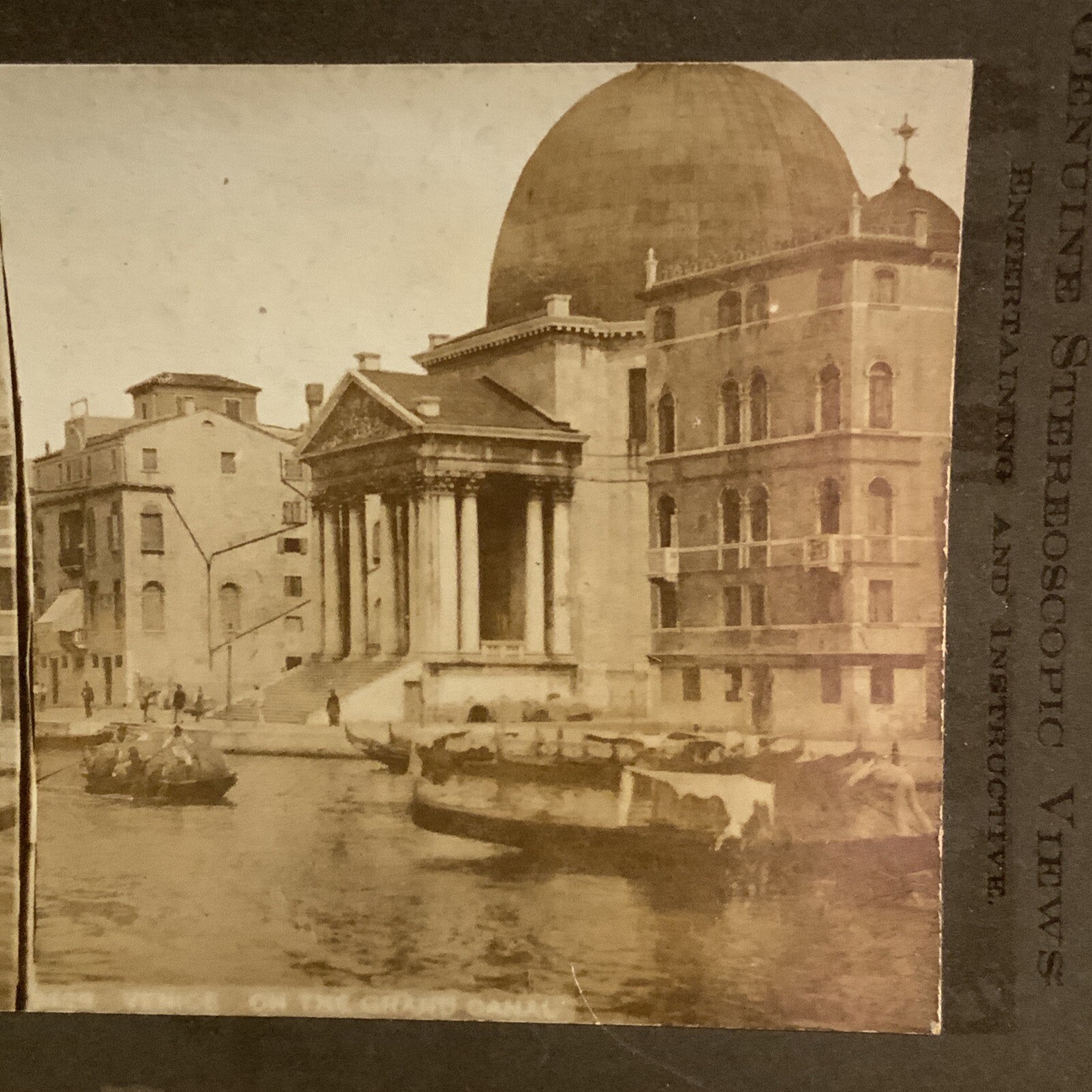 VINTAGE ANTIQUE CAMERA STEREOVIEW STEREOSCOPE CARD Venice Italy Canal ...