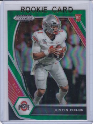 JUSTIN FIELDS ROOKIE CARD Chicago Bears 2021 PRIZMS GREEN VERSION $$ RC ...