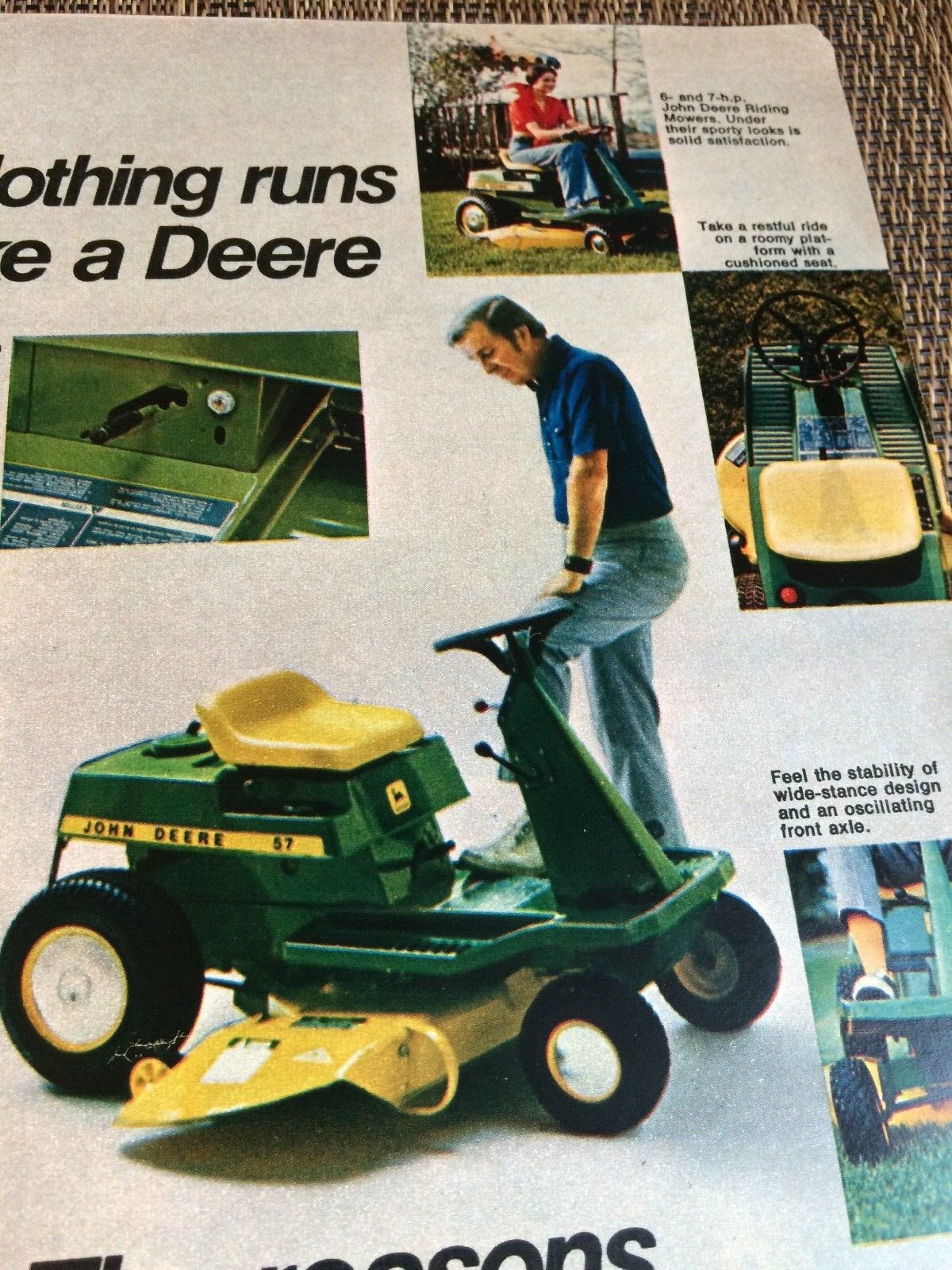 Vintage John Deere riding mower lawn tractor Print Ad 1974 (IS-717) | eBay