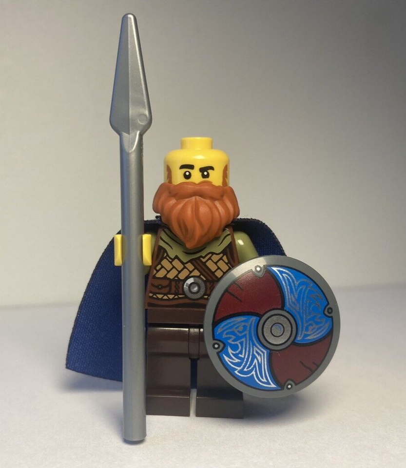 *NEW* LEGO Viking Warrior Knight Minifigure Custom CMF Dk Orange Beard ...