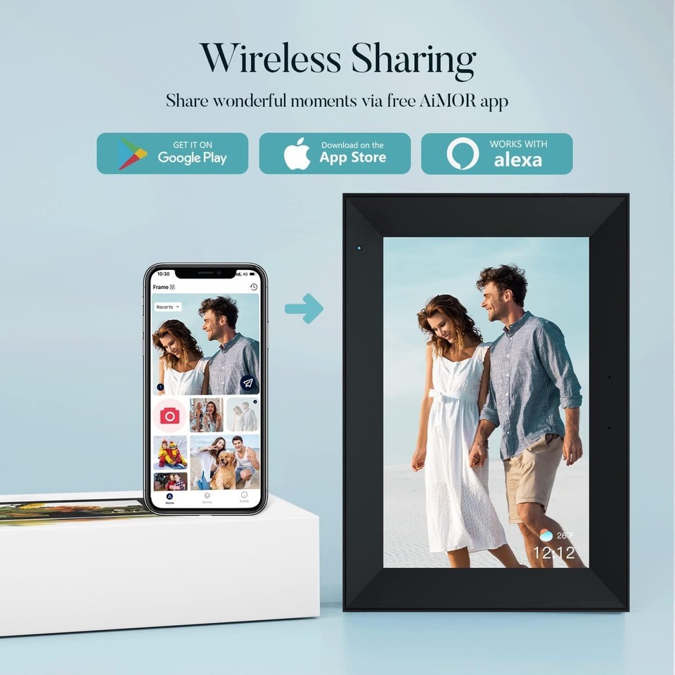 AEEZO 10.1 Inch WiFi Digital Picture Frame Touch 32GB Storage Smart ...