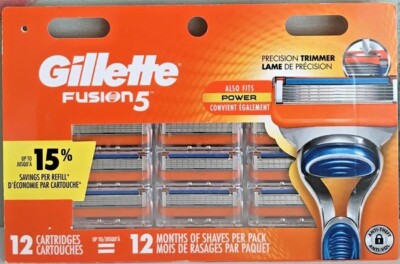 Gillette Fusion 5 Razor Blade refills New Packs of 12 Cartridges ...