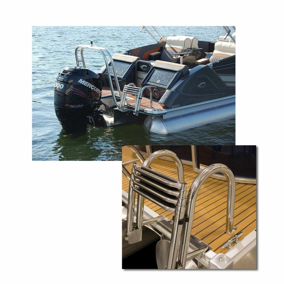 2/3/4 Step Boat Ladder Stainless Steel Heavy Duty Sliding Ladder ...