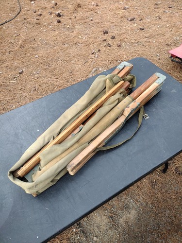 Vintage Wood & Canvas Folding Camping Cot 75” x 27x 17” Army Boy Scout ...