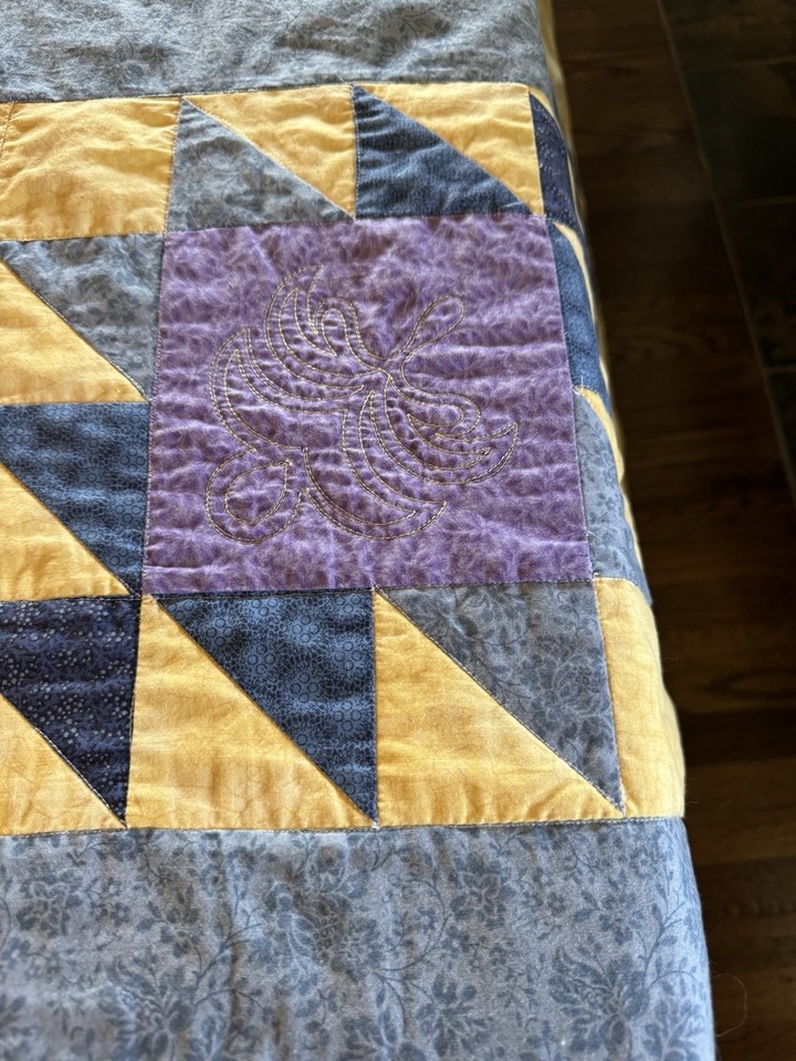 NEW ~ JoAnn Sunny Days Queen Yellow & Blue Completed Quilt 81" x 81 ...