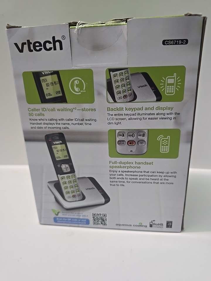 VTech CS6719-2 DECT 6.0 2-Handset Cordless Phone System 735078028242| eBay