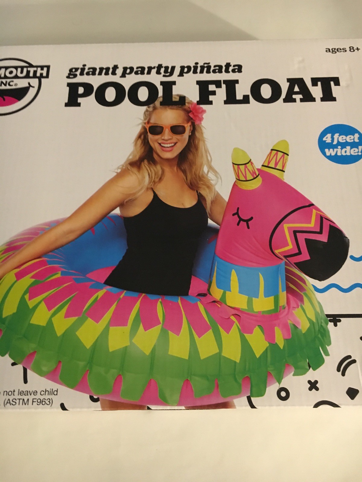 Giant Pinata Pool Float Multi Color Donkey Inner Tube Pink Green Blue ...