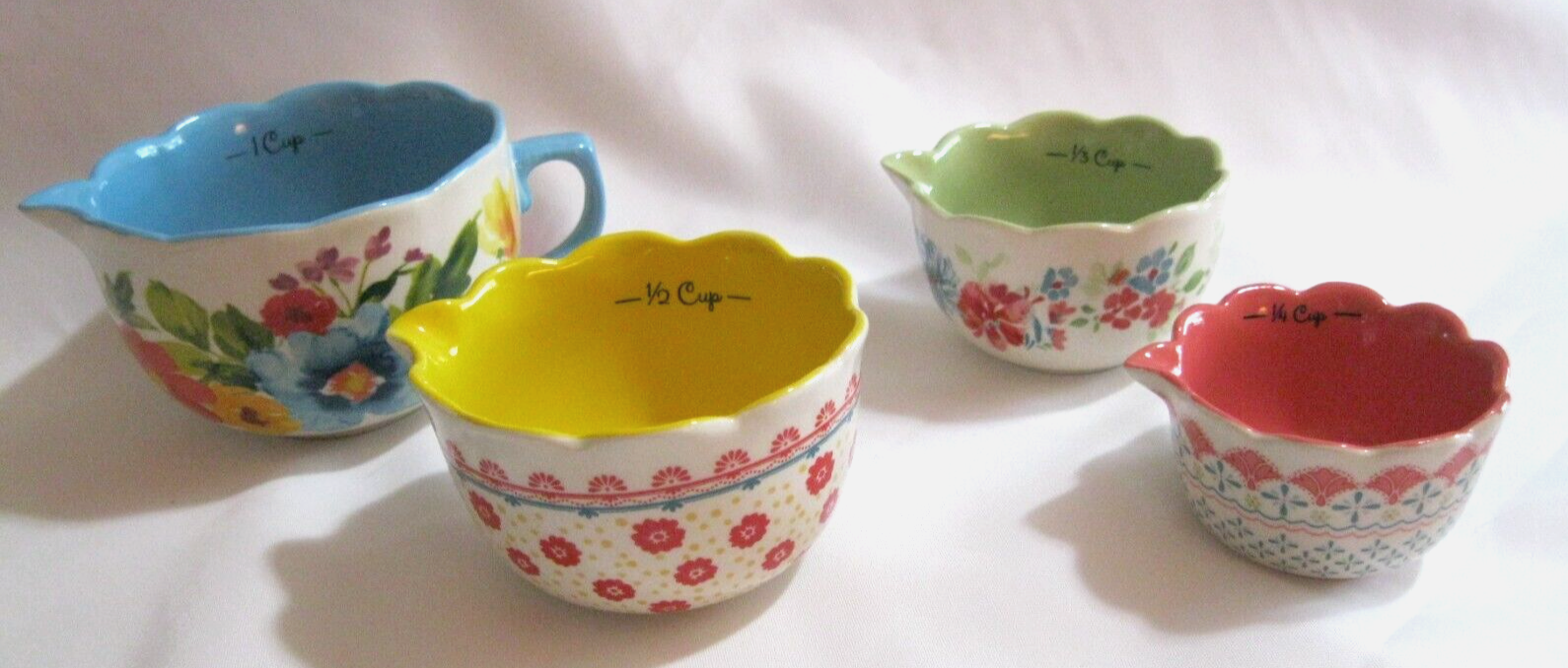 Pioneer Woman MEASURING CUPS VINTAGE Floral Ceramic SET Lot OF 4 ...