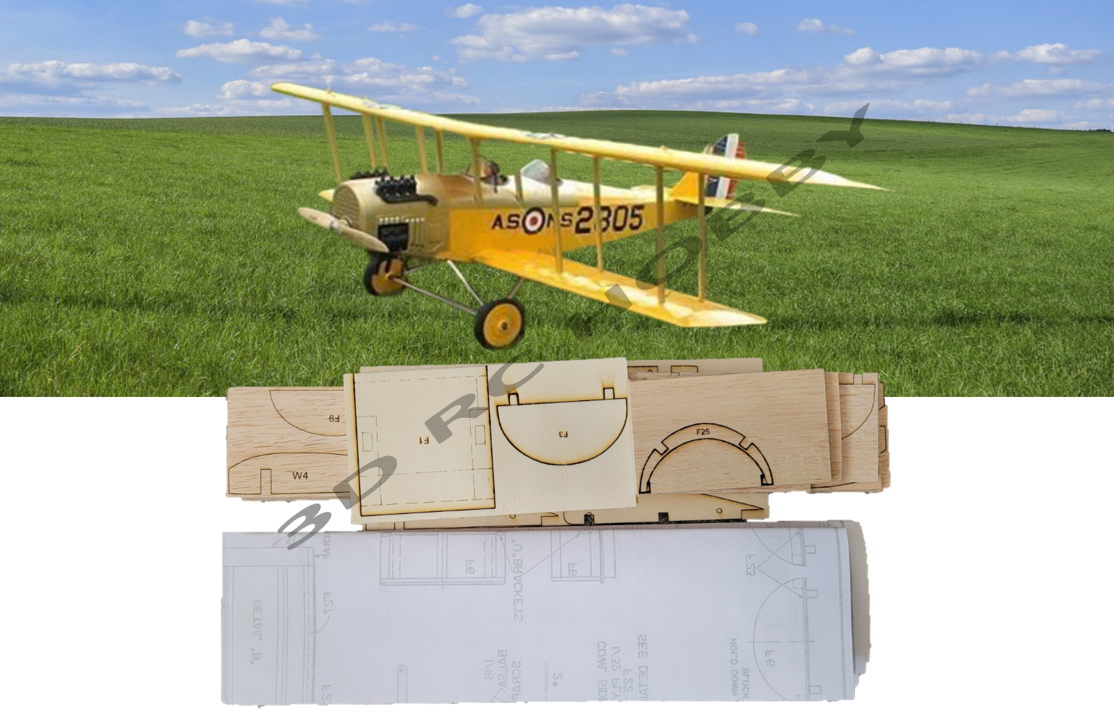 Curtiss JN4D JENNY Biplane 66" WS RC Airplane Laser Cut Balsa Short Kit ...