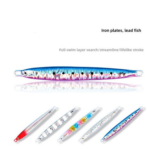 5pcs/set Glow Slow Fall Pitch Fishing Lures Sinking Lead Metal Flat ...