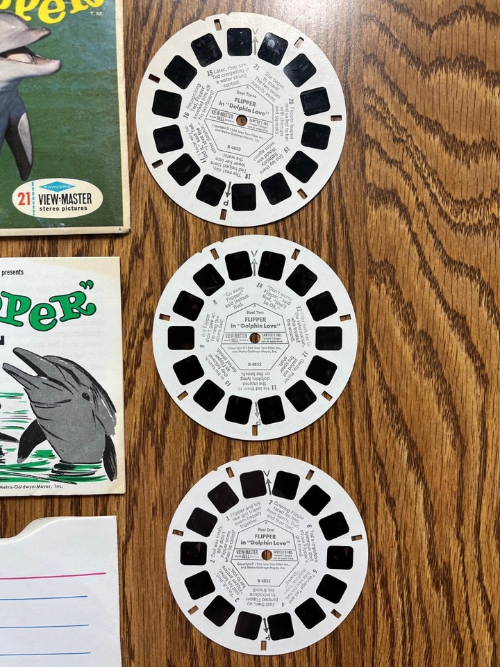 Vtg 1966 View-Master Flipper-Dolphin in Love reels - B 4851,4852, 4853 ...