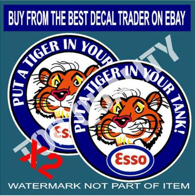 VINTAGE ESSO PUT A TIGER IN YOUR TANK Decal Sticker X2 Vintage Petrol ...