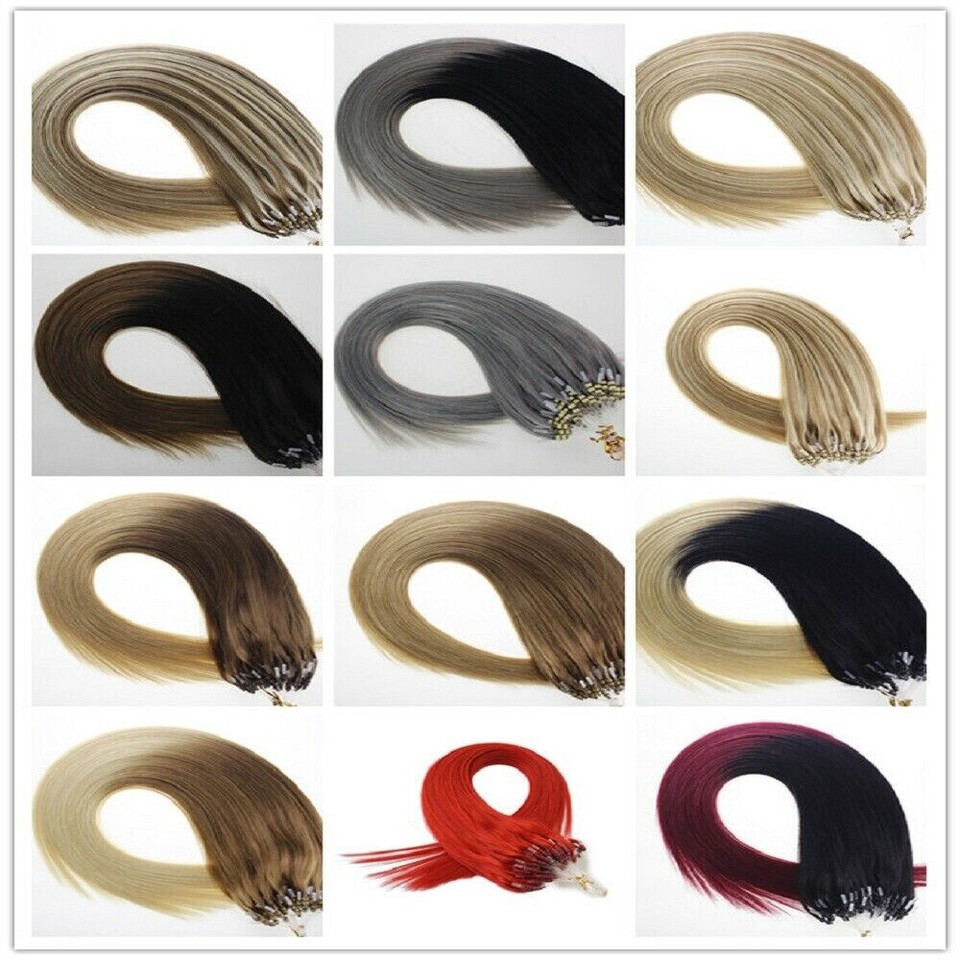 Micro Beads Hair Extensions Micro Ring Loop Tip Remy Human Hair Full ...