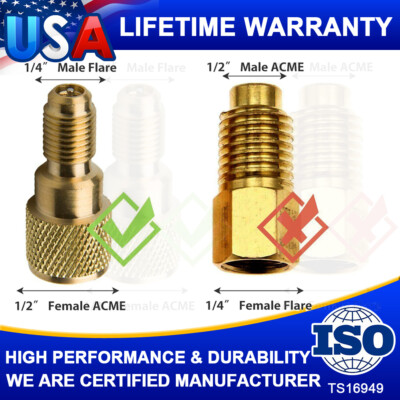 Refrigerant Tank Adapter 1/2'' ACME Female To 1/4'' SAE Male AC Hose ...