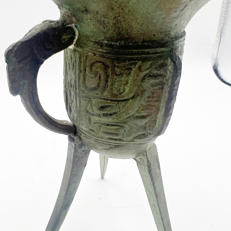 Antique Chinese Jue Ritual Bronze Archaistic Wine Vessel Taotie | eBay