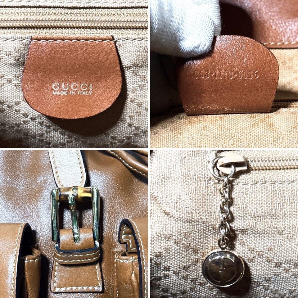 GUCCI bamboo backpack all leather turn lock backpack drawstring | eBay