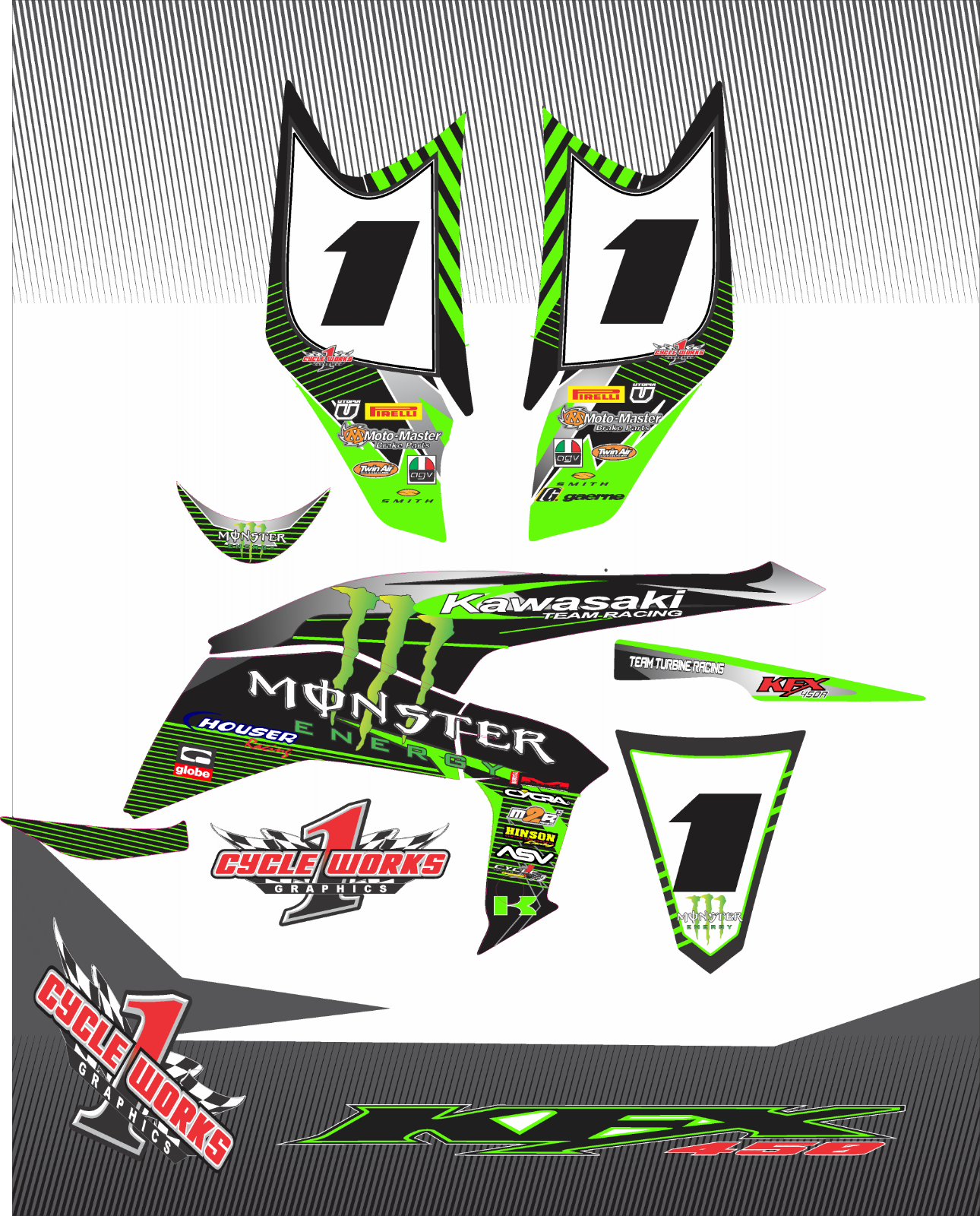 Kawasaki KFX 450 R 450R 2008-2014 CUSTOM GRAPHICS KIT DECALS GAMBLE | eBay