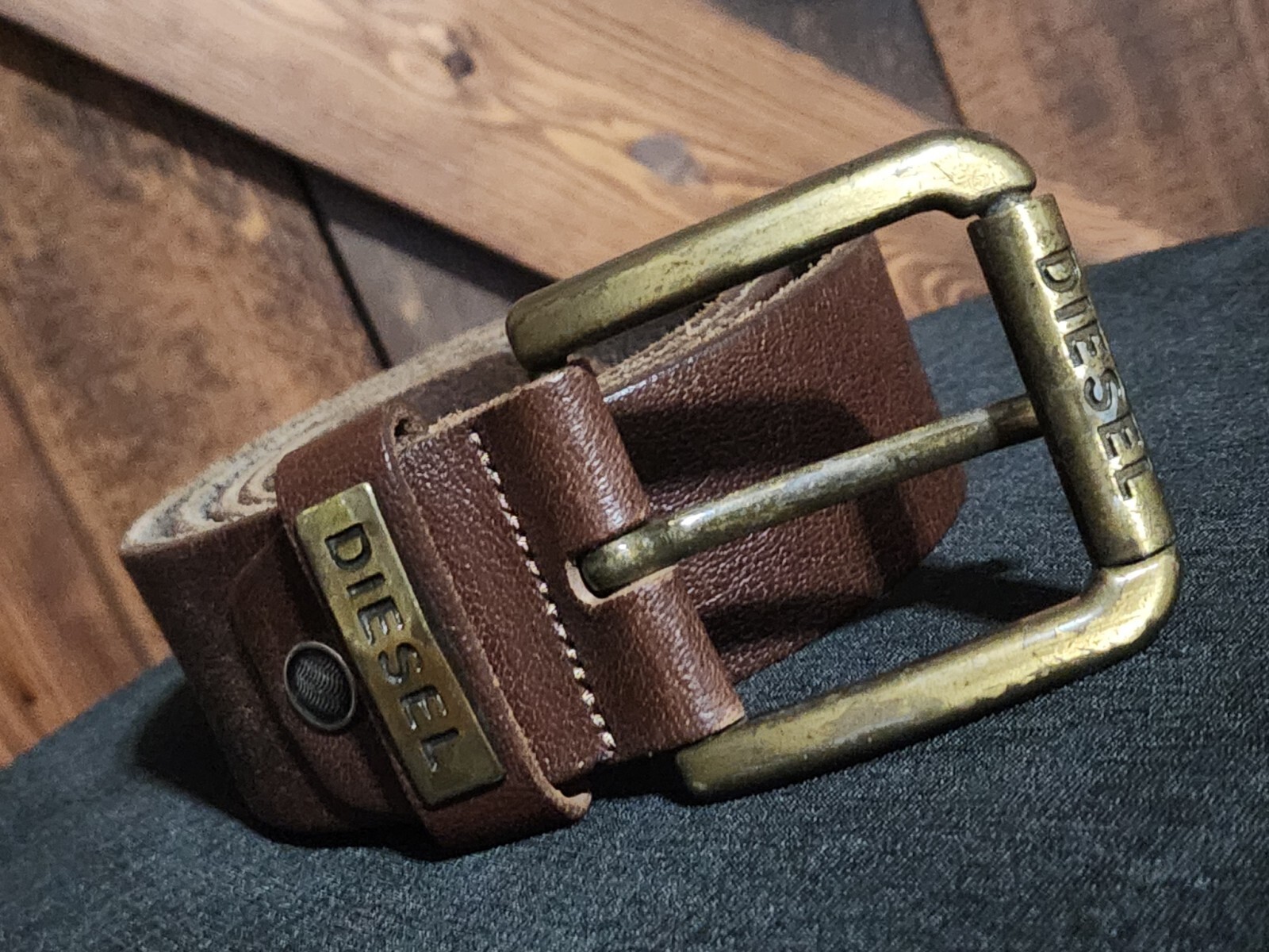 DIESEL Heavy Duty Brass Branded Logo Belt 100% Genuin… - Gem