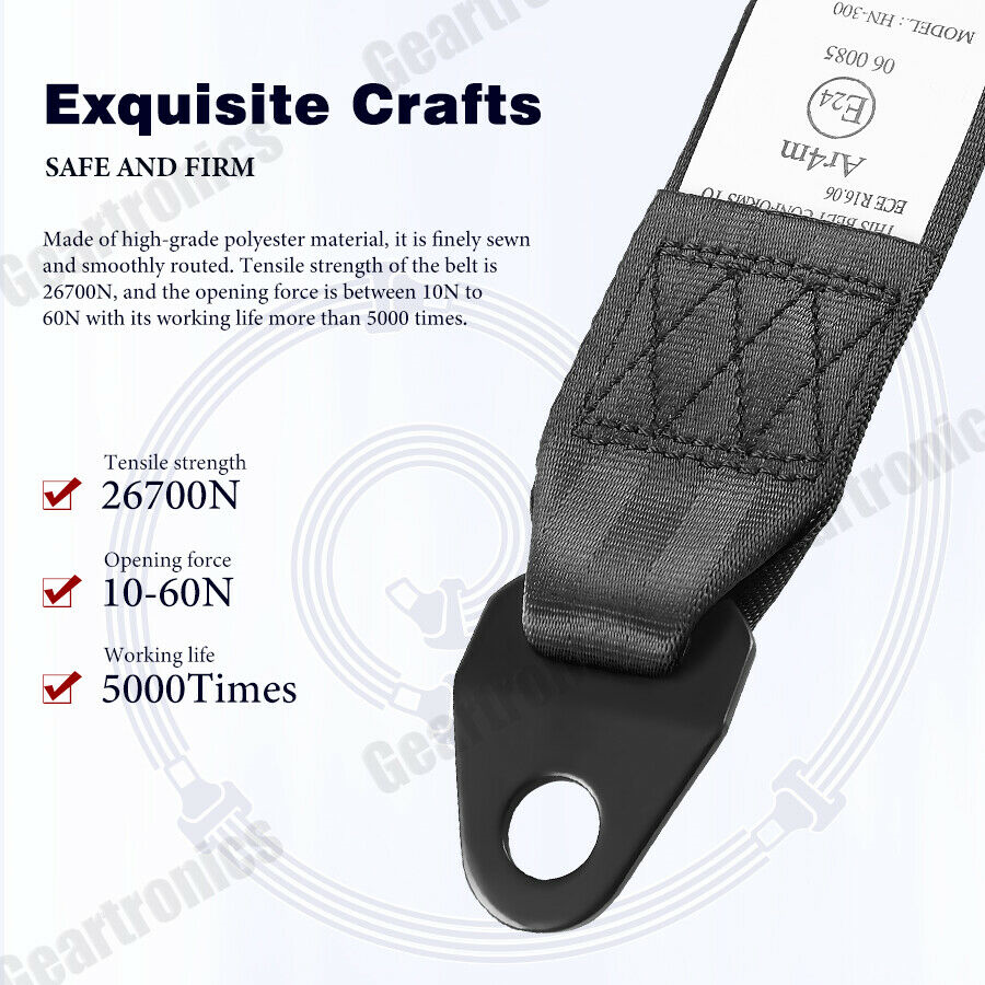 Universal 3 Point Seat Belts Safety 4m Length Retractable Long Strap ...