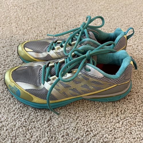 North Face Womens Teal/Lime Lace Up Athletic Running Shoes Size 7 | eBay
