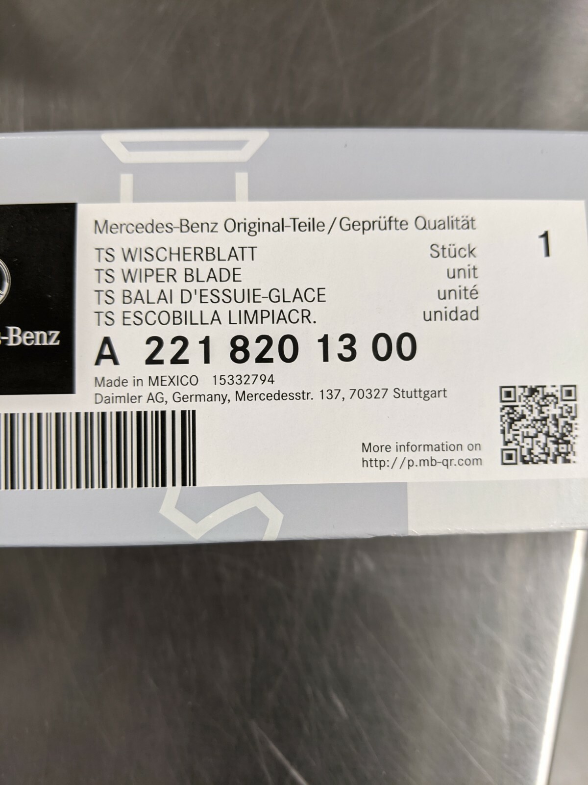 Genuine OEM Mercedes Benz W221 S-Class Wiper Set 221-820-13-00 | eBay