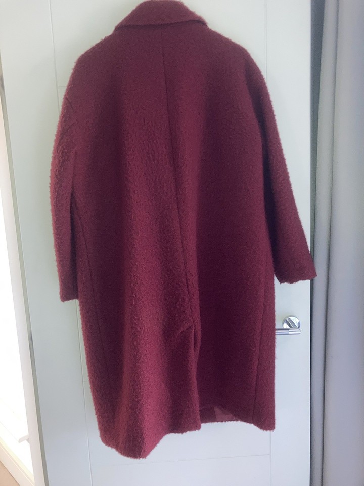 M&S DEEP RED COAT, BOUCLÉ WOOL FINISH. SIZE 18. | eBay UK