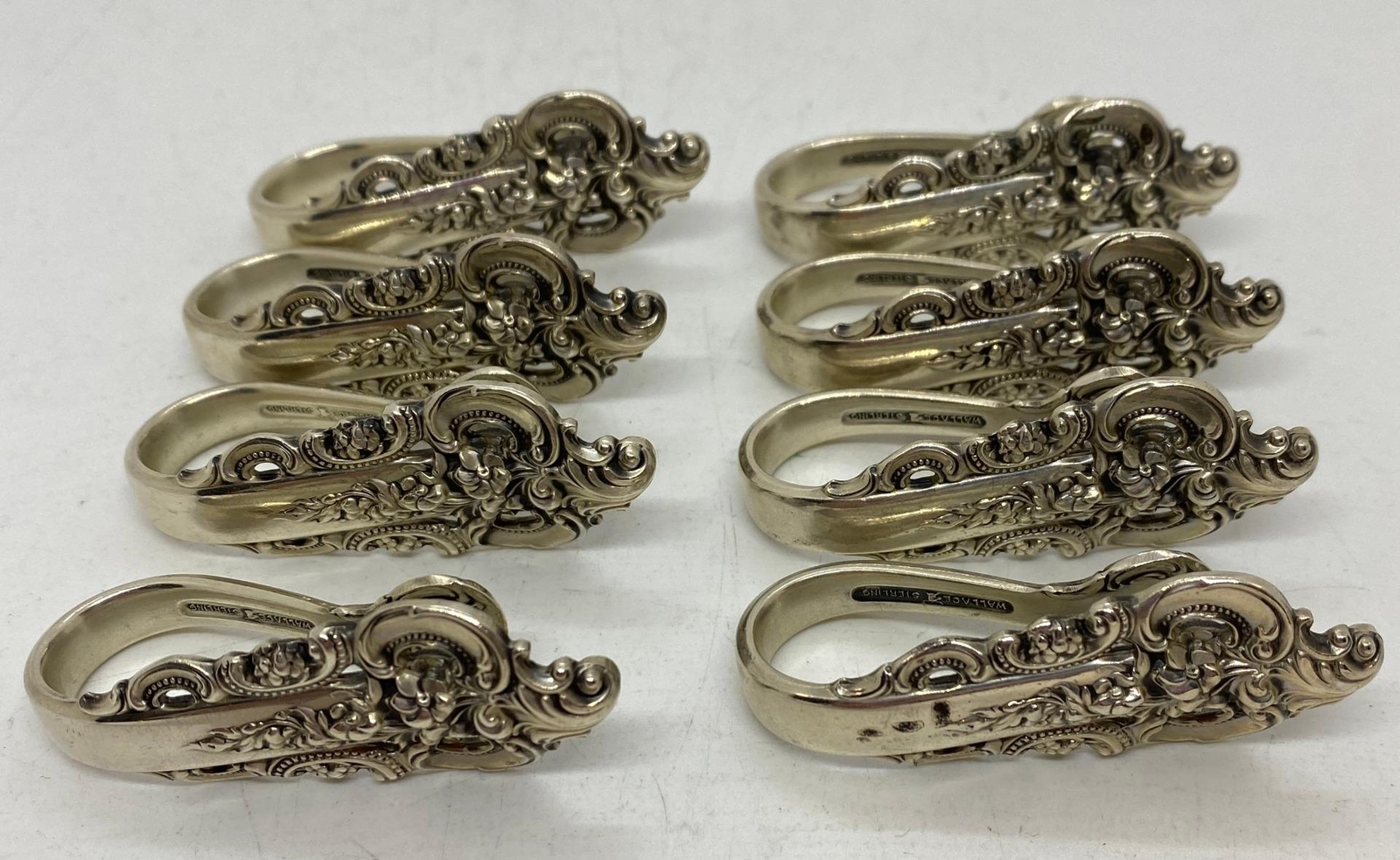 8 Wallace Grande Baroque Sterling Silver Napkin Clips 2 1/8 in No ...