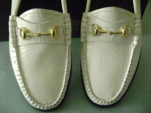 NIB BASS Weejuns LIANNA BIT White Croc Embossed Loafer 10M-leather ...