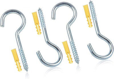 4 x Washing Line Hooks Heavy Duty Clothes Line Hook Screw in hanger ...