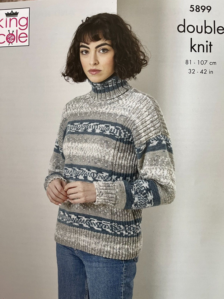 600gms KING COLE FJORD DOUBLE KNITTING FUSA WITH PATTERN 5899 & 3 BUTTONS. | eBay UK