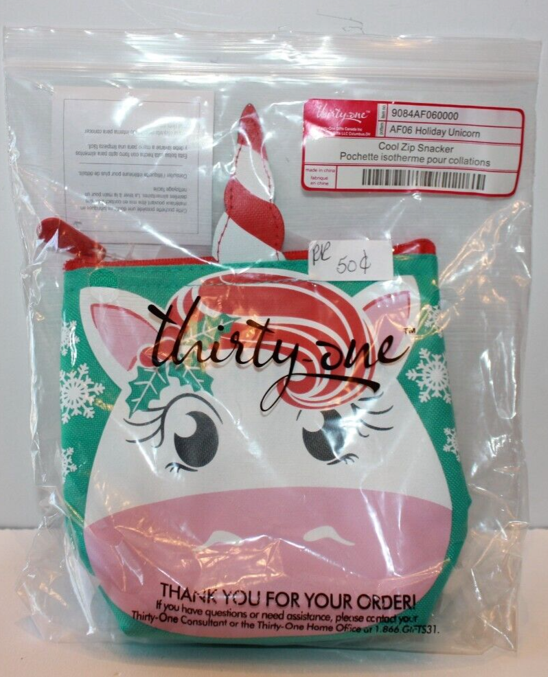Thirty-One 31 Holiday Unicorn Cool Zip Snacker Thermal Bag Gift ...