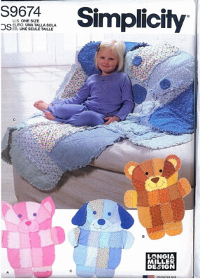 Simplicity 9674 Rag Quilt Animal Shaped Bear Dog Cat Sewing Pattern ...