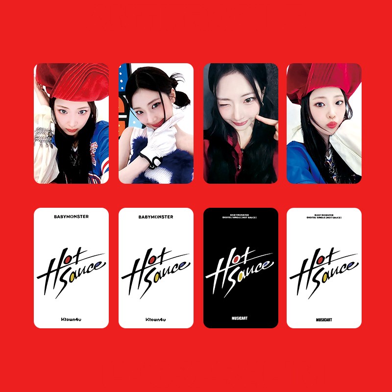 4pcs/set Kpop BABYMONSTER Member HOT SAUCE Self Made Photo Card ...