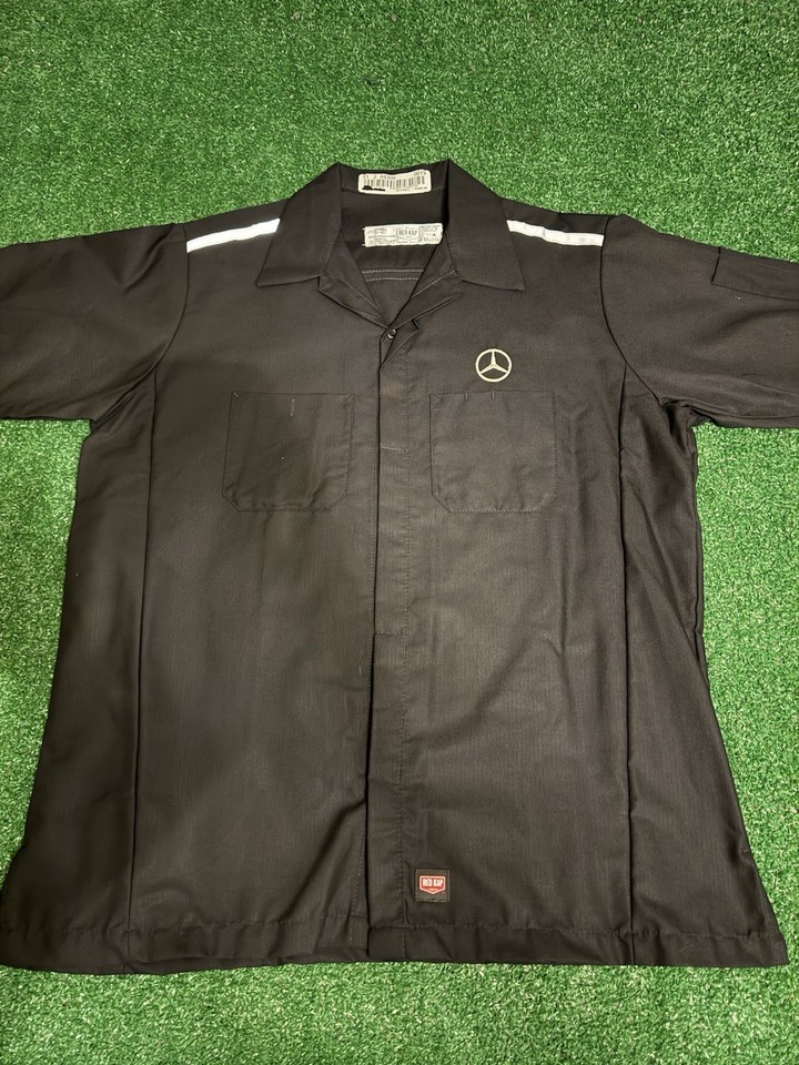 Mercedes Benz Work Shirt Button Down Black Mechanic Workwear. SS- LARGE ...
