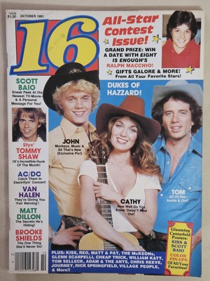16 Magazine October 1981 DUKES, STYX, VAN HALEN, BAIO, AC/DC, KISS ...