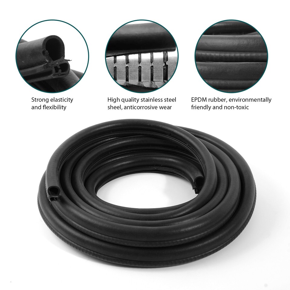 19FT Car Door Weatherstrip Rubber Seal Strip with Side Bulb Anti-dust ...