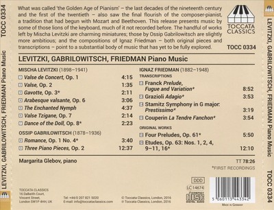 MARGARITA GLEBOV MISCHA LEVITZKI: COMPLETE WORKS FOR SOLO PIANO NEW CD 5060113443342| eBay