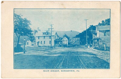 SONESTOWN, PA Main Street Sullivan County Pennsylvania Postcard Reed ...