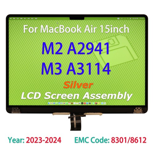 Silver LCD Screen Assembly+Top Cover For Apple MacBook Air 15" M2 A2941 ...