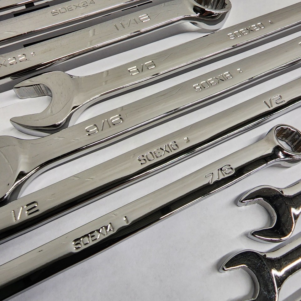 Snap-on Tools USA NEW 19pc MASTER SAE Flank Drive Plus Combo Wrench Set ...