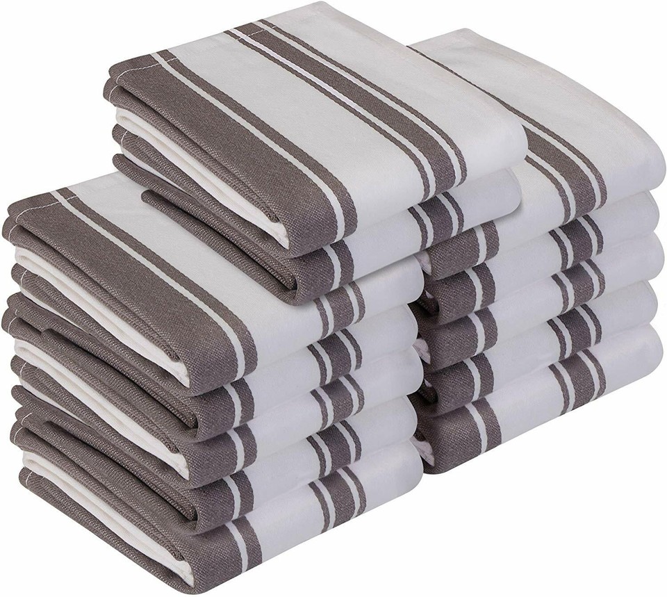 Dish Towels 12 White Cotton Striped 15 x 25 Kitchen Tea Towels Utopia ...