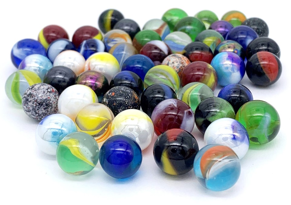 Pk 50 12mm (1/2") Assorted Early Edition PeeWee Glass Mega Marbles by ...