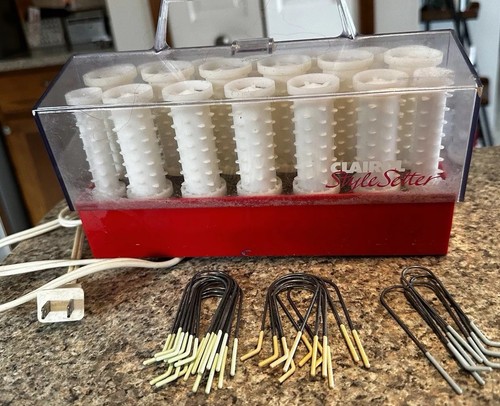 Vtg Clairol Style Setter C-20 S-Z Wax Core Hot Rollers Hair Curlers Red ...