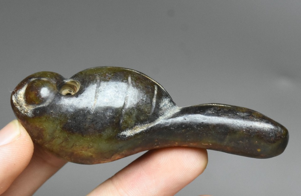 8CM Chinese Hongshan Culture Old Jade Carved Animal Cicada Cicala ...