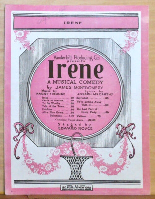 Irene - 1919 sheet music by Tierney & McCarthy from musical play "Irene ...