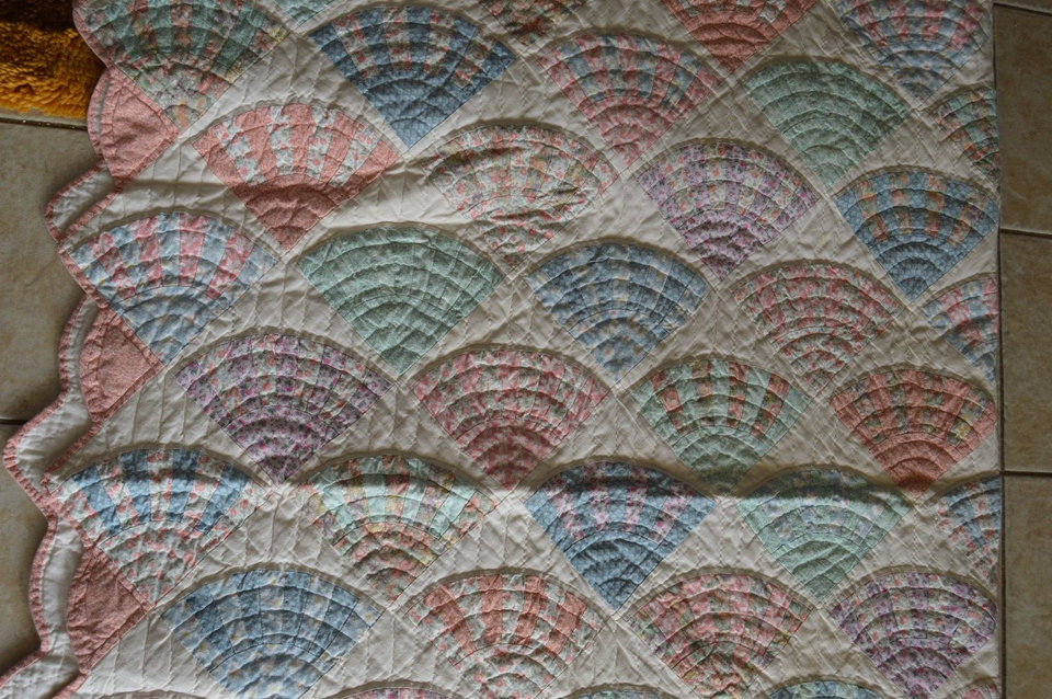 Vintage Arch Quilts Fan Geometric Pastel Cover Blanket Handmade ...