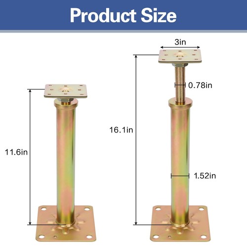 4 PCS House Jacks for Leveling Adjustable Basement Floor Jack Post 11.6 ...