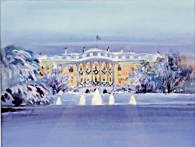 Kay Kandra / ORIGINAL WATERCOLOR PAINTING WHITE HOUSE AT DUSK Signed | eBay