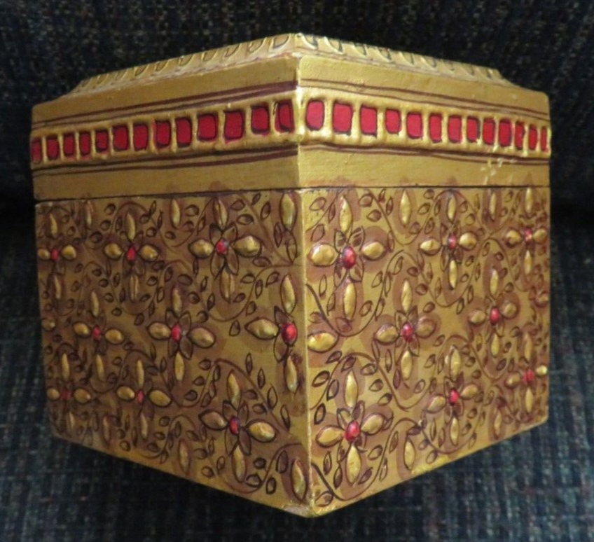 Lord Ganesha Playing Veena Small Heavy 4" Wooden Hinged Box ~ Hindu ...