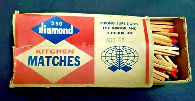 Collectible 250 Diamond Matches Match Box With Matches Aug 68 Cardboard ...